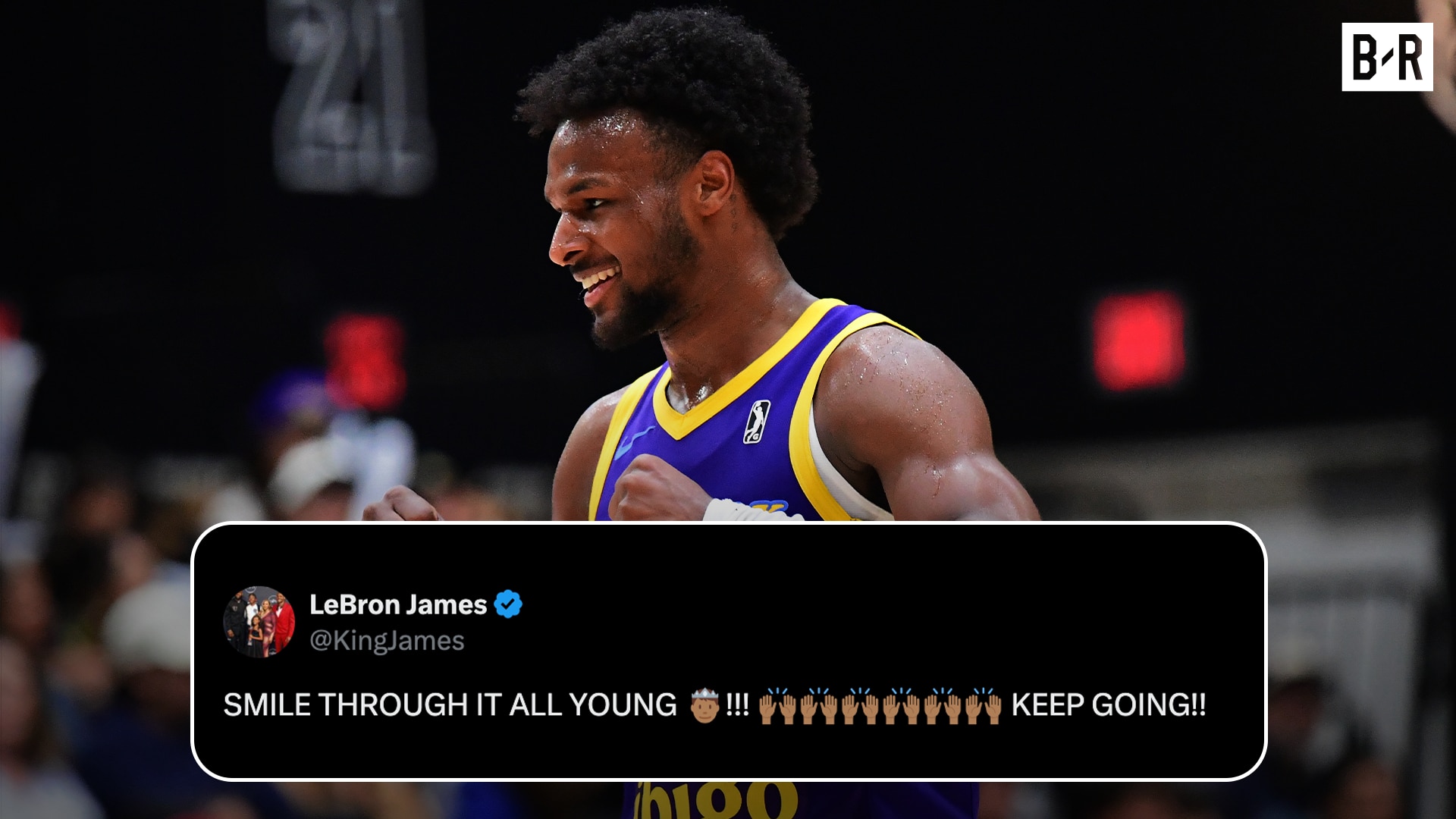 Lakers' LeBron Hypes Bronny's Career Night: 'SMILE THROUGH IT ALL YOUNG🤴🏾'