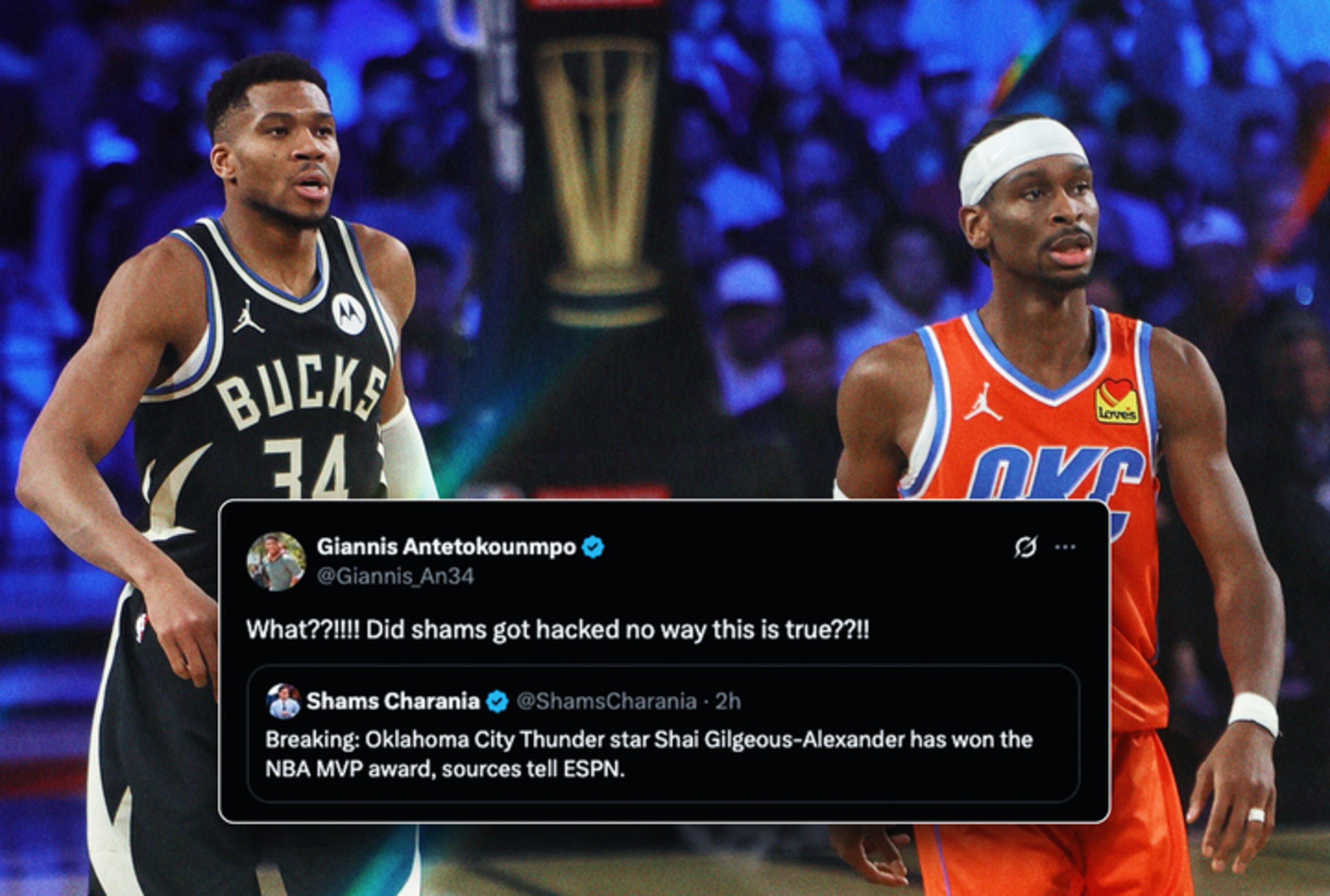Giannis Jokes Shams Got 'Hacked' After Report Shai Gilgeous-Alexander Won NBA MVP