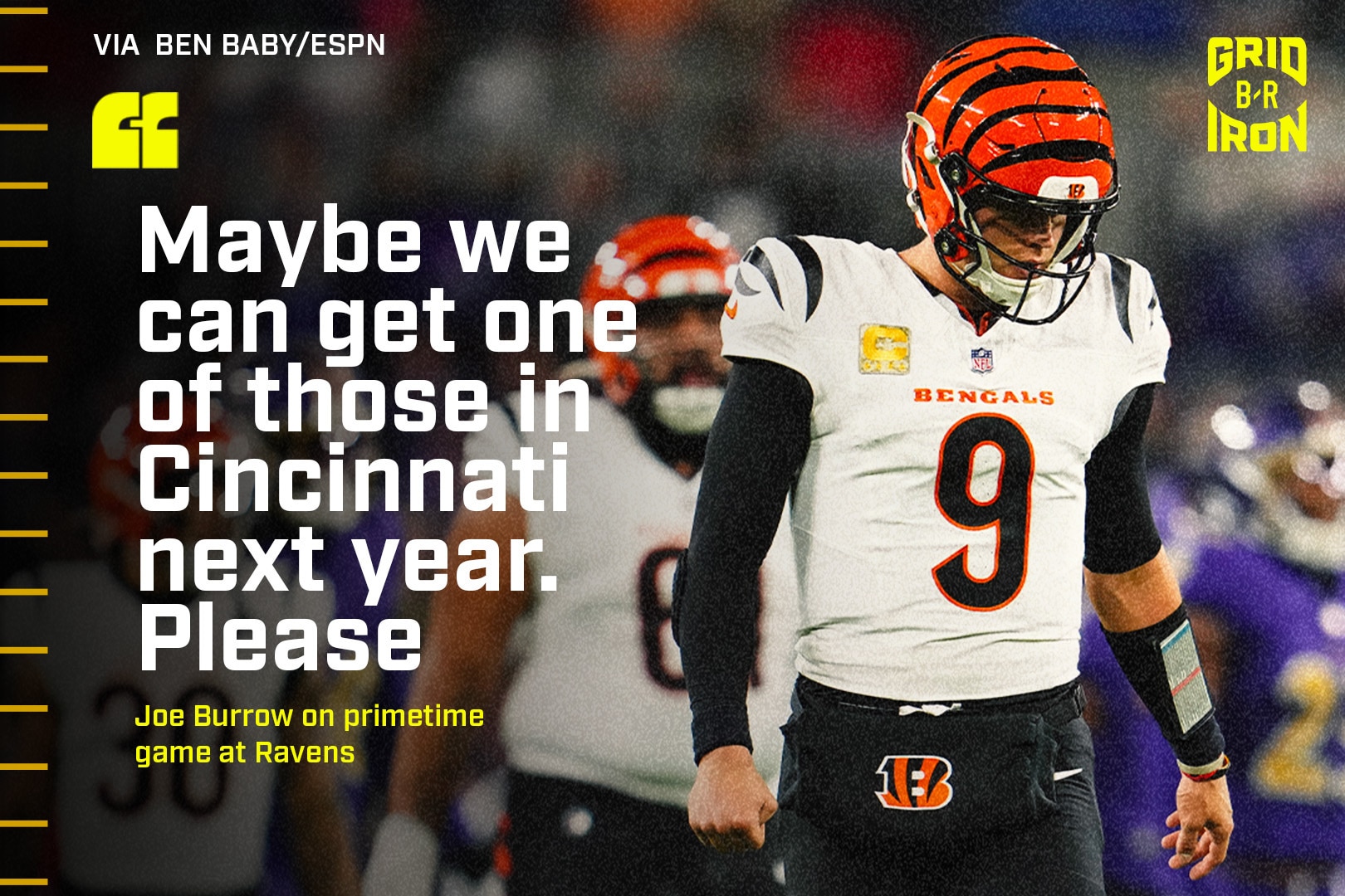 Bengals' Joe Burrow Says 4th-Straight Primetime Game at Ravens 'Isn't Ideal'