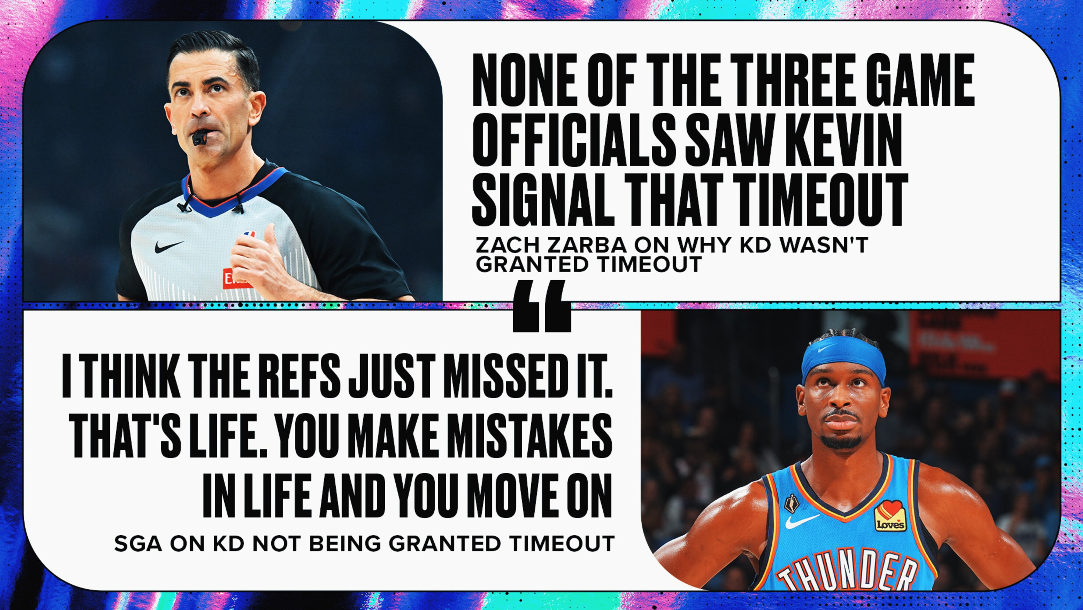 NBA Ref Explains Not Calling Technical Foul on Kevin Durant, SGA Reacts ...