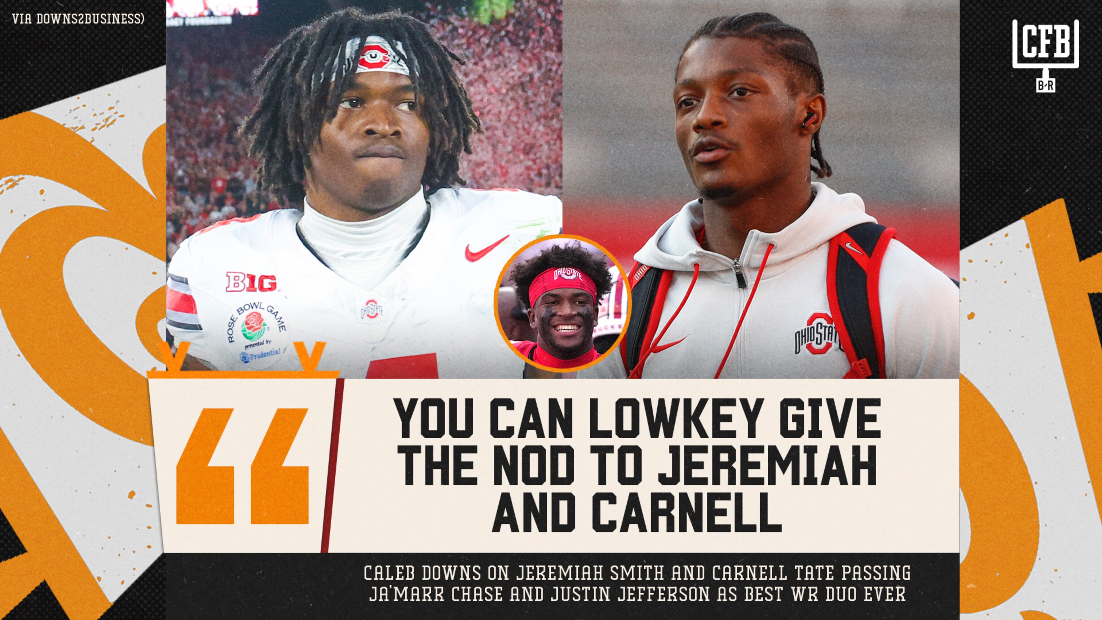 OSU's Caleb Downs Says Jeremiah Smith, Tate Could Pass Jefferson, Chase ...