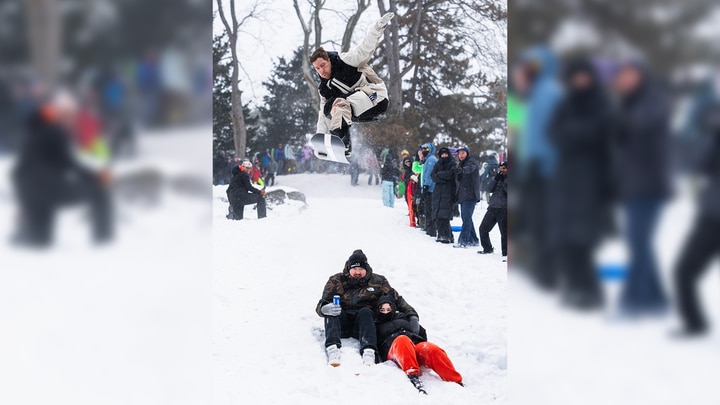 Watch Shaun White Jump Over Shane Gillis Snowboarding in Central Park ...