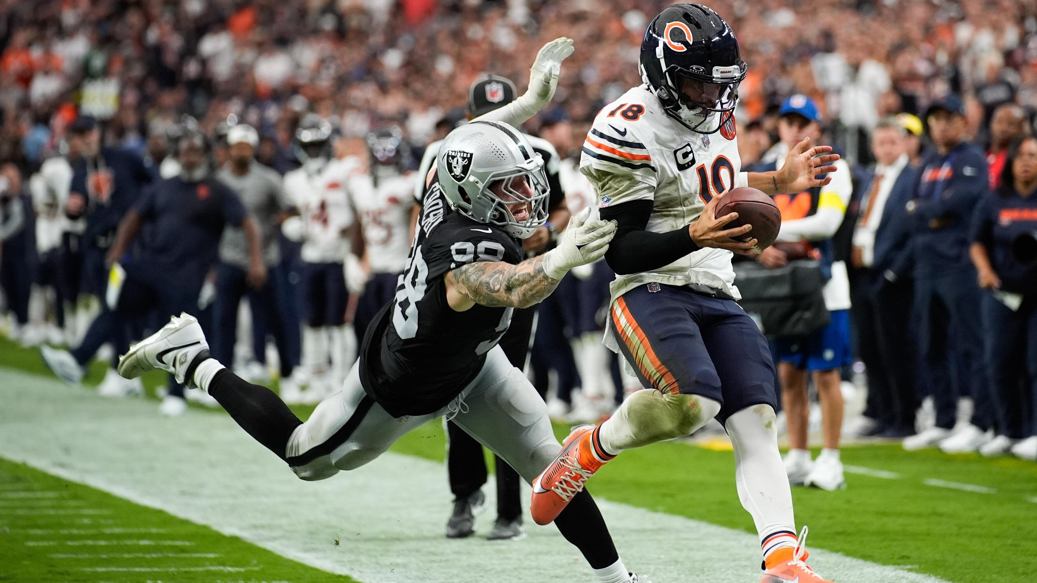 Maxx Crosby Says Caleb Williams 'Earned My Respect' After Bears' Win vs ...