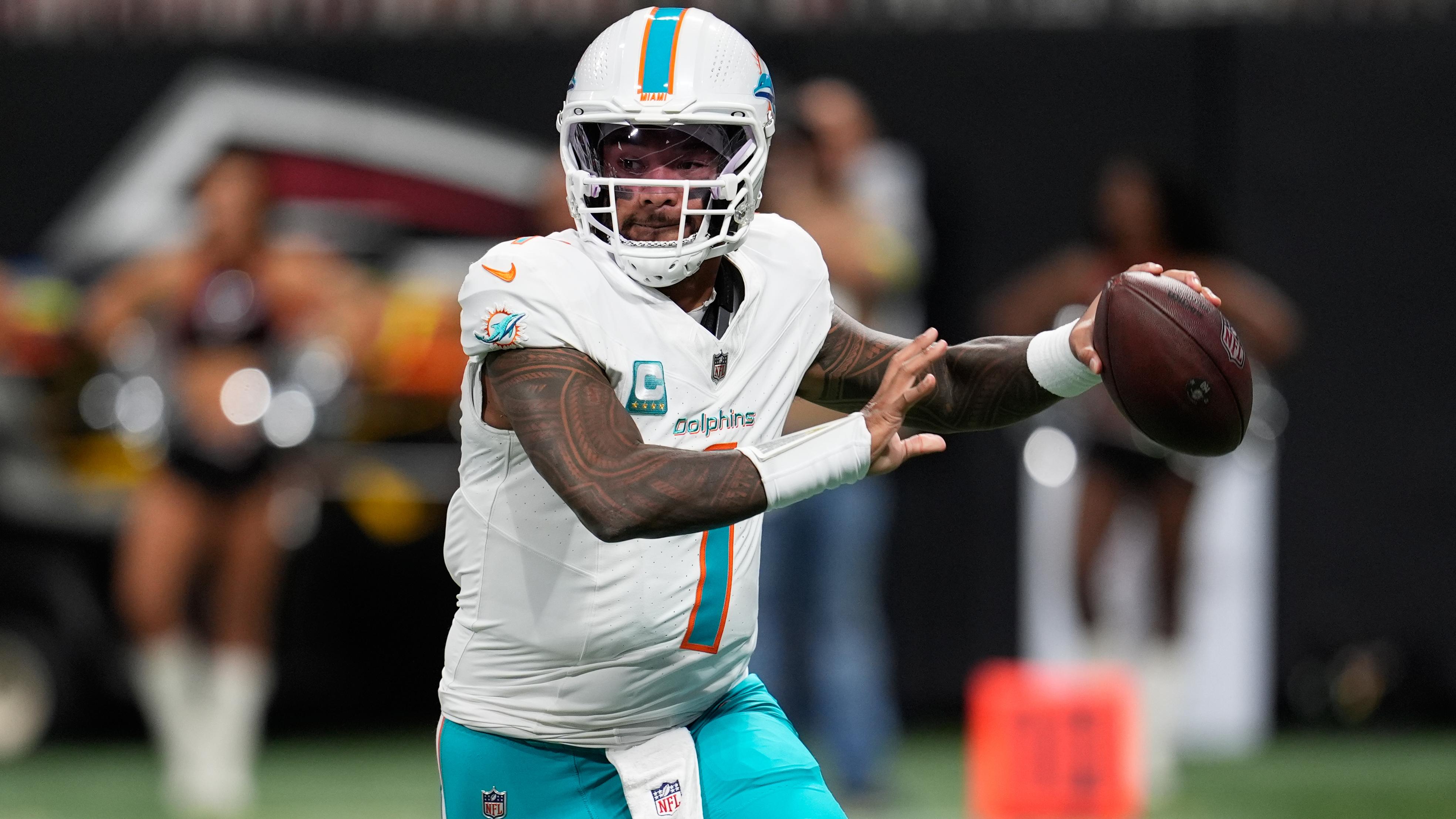 Tua Stuns NFL Fans with 4 TDs amid Illness in Dolphins' Win vs. Kirk Cousins, Falcons