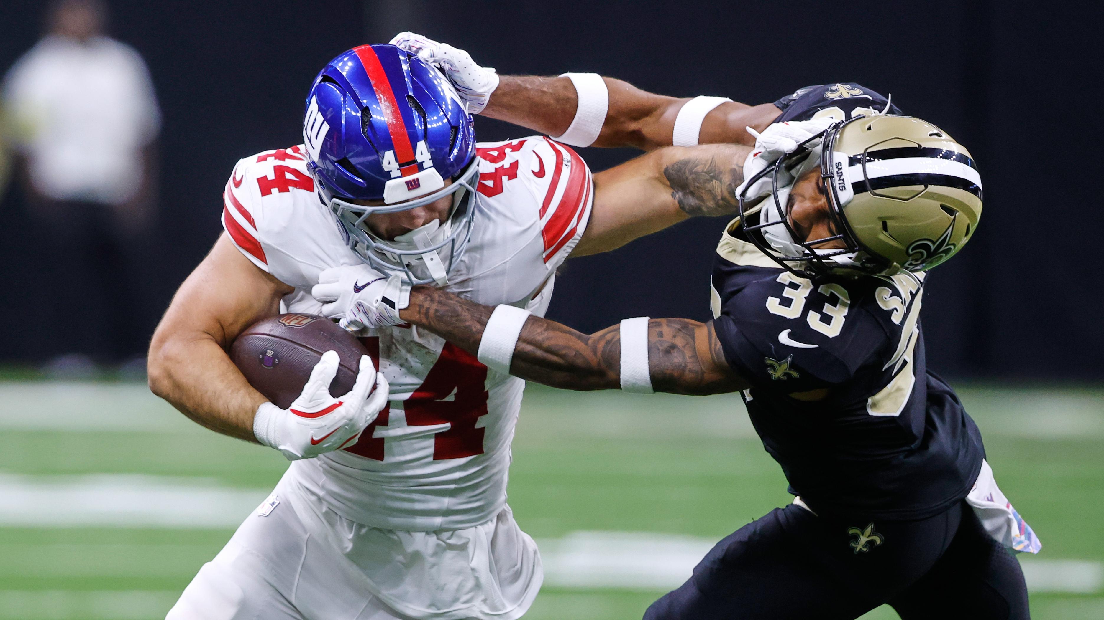 Cam Skattebo Apologizes to Giants Fans After Saints Score Off Fumble ...