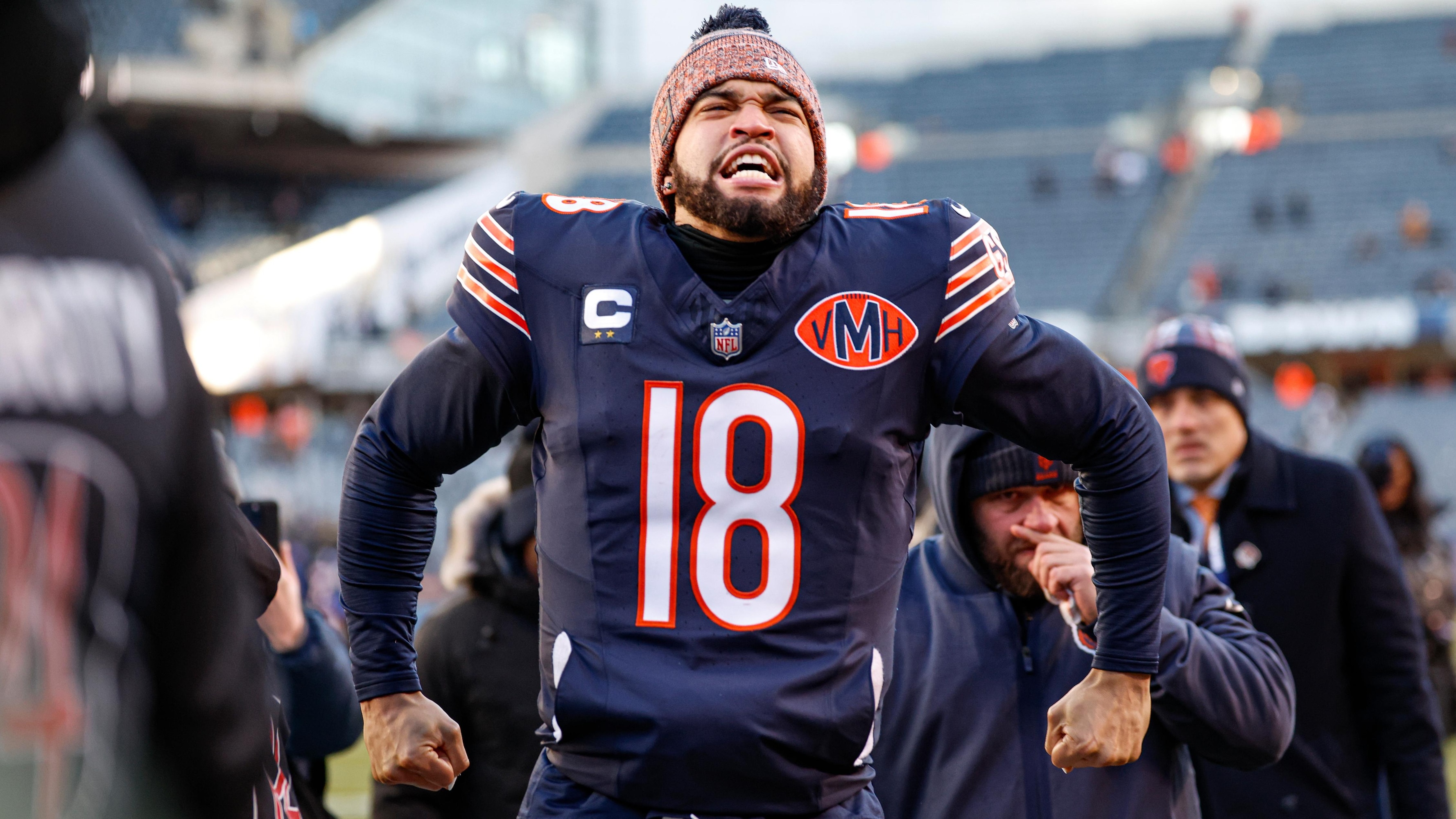 Caleb Williams Wears Cheese Grater Hat in Photo, Hands Out Meals After ...