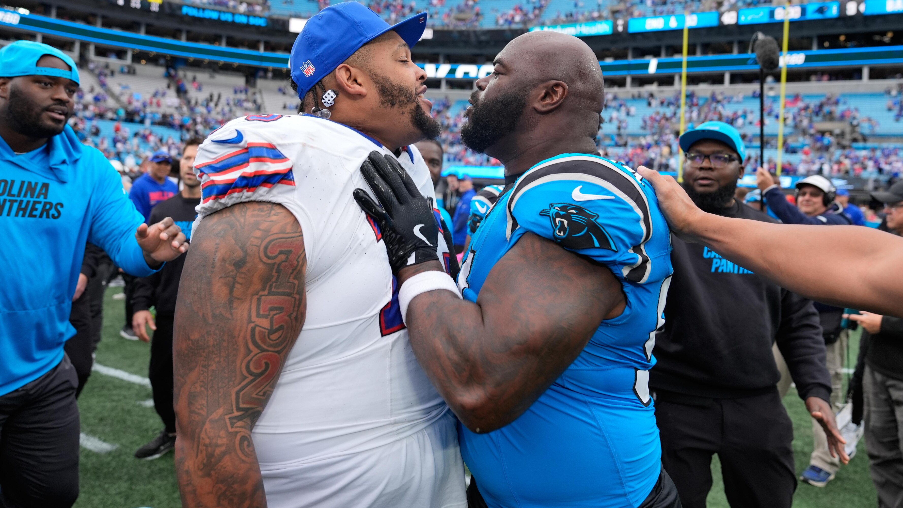 Bills' Dion Dawkins, Panthers' A'Shawn Robinson Scuffle in Video After ...