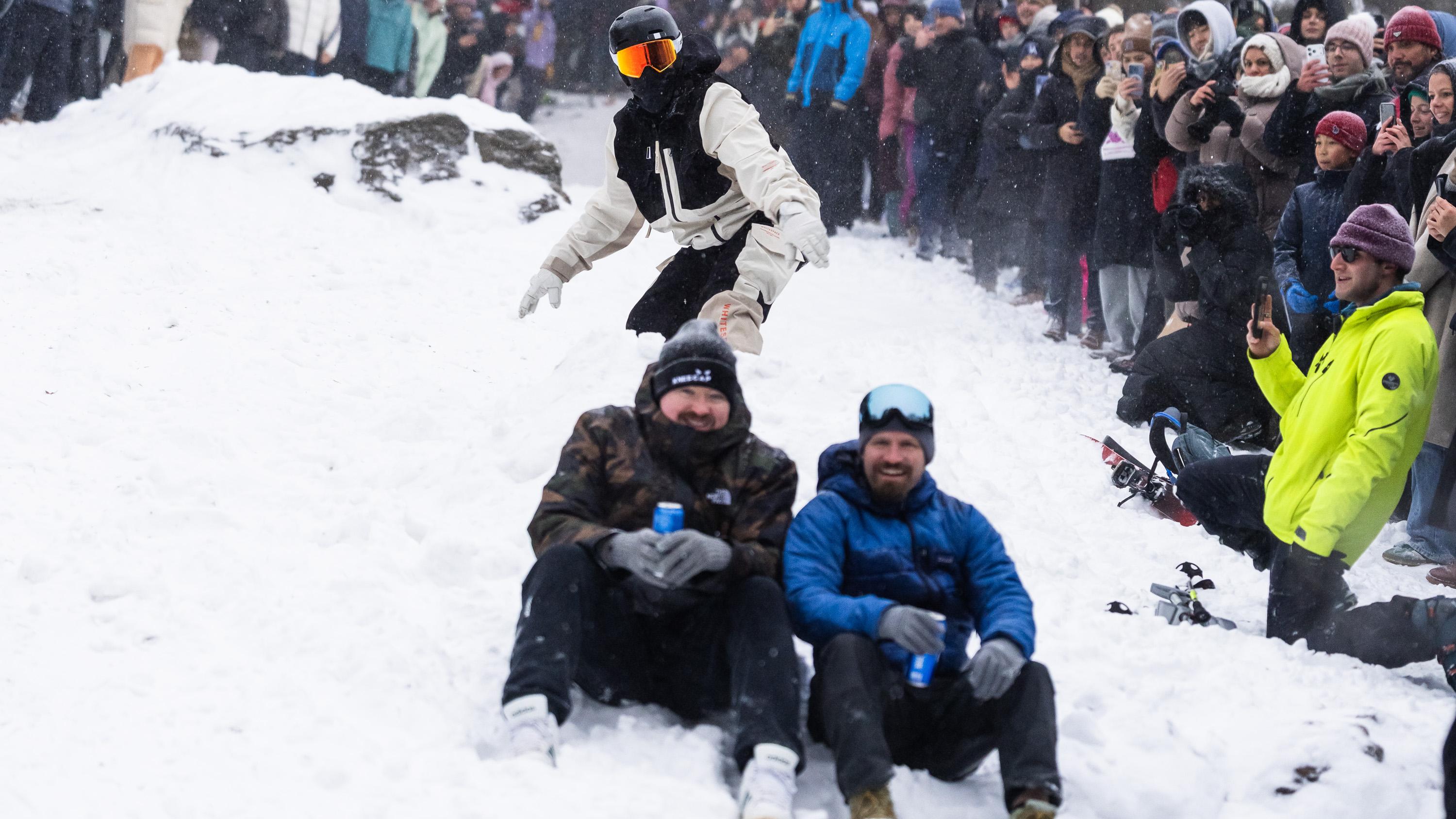 Watch Shaun White Jump Over Shane Gillis Snowboarding in Central Park ...